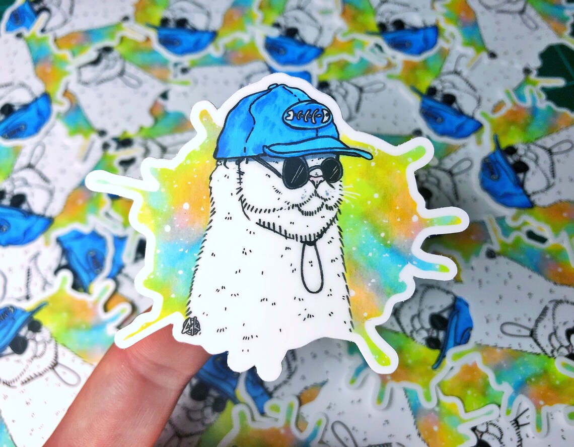 Galaxy Meme Cat Vinyl Sticker Cat Art Trippy Kitty Cool | Etsy