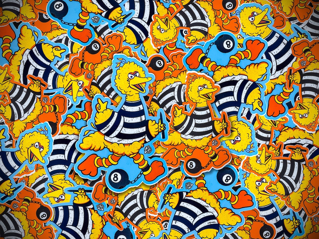 Jail Bird Vinyl Stickers, Famous Television Large Bird Parody Artwork ...