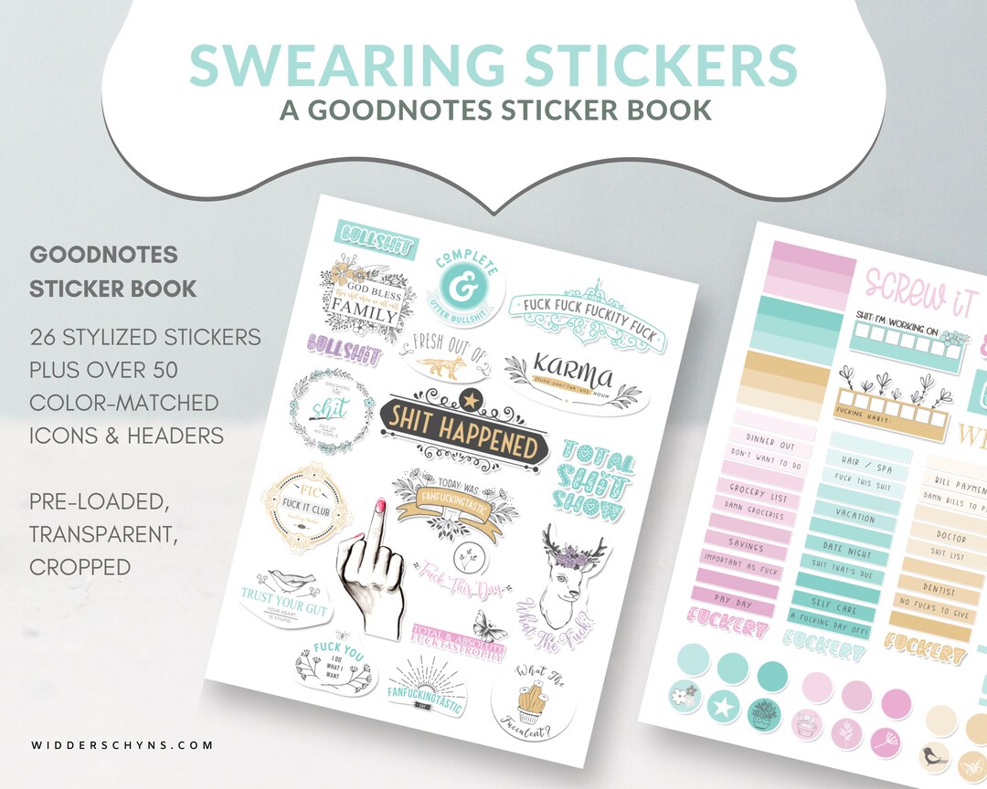 Swearing Stickers | GOODNOTES | Rude, Pastel, Vintage Stickers - Etsy