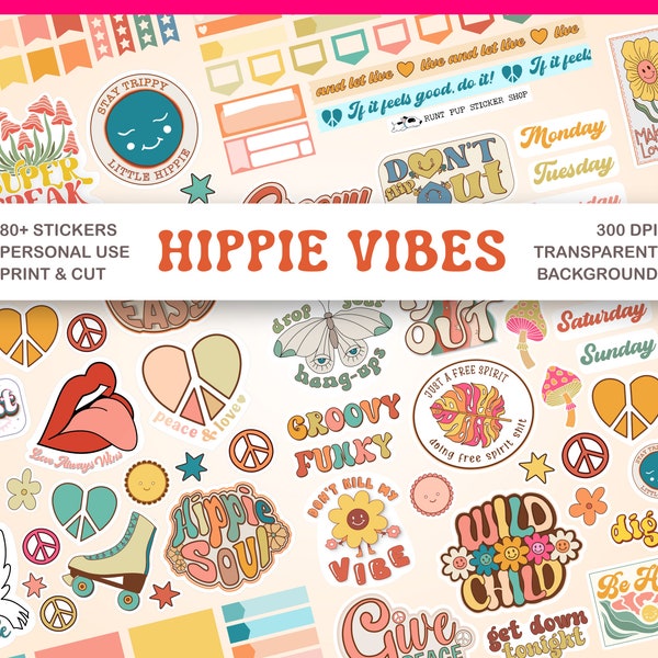Hippie Stickers - Etsy
