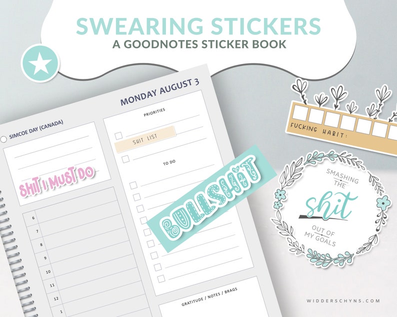 Swearing Stickers | GOODNOTES | Rude, Pastel, Vintage Stickers - Etsy