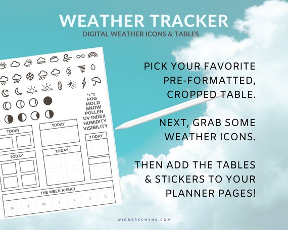 Weather Icon Digital Stickers Goodnotes Sticker Sheet - Etsy