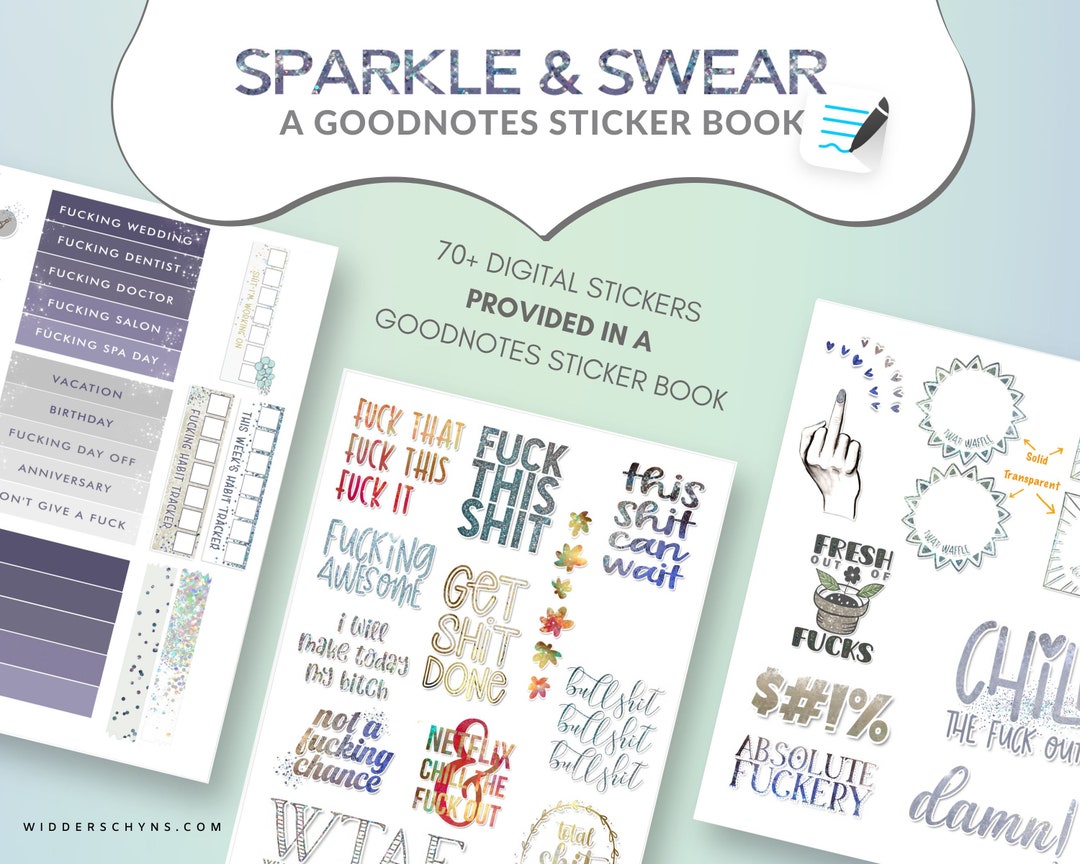 GOODNOTES Glitter Swearing Stickers Sparkle & Swear, Pre-cropped ...
