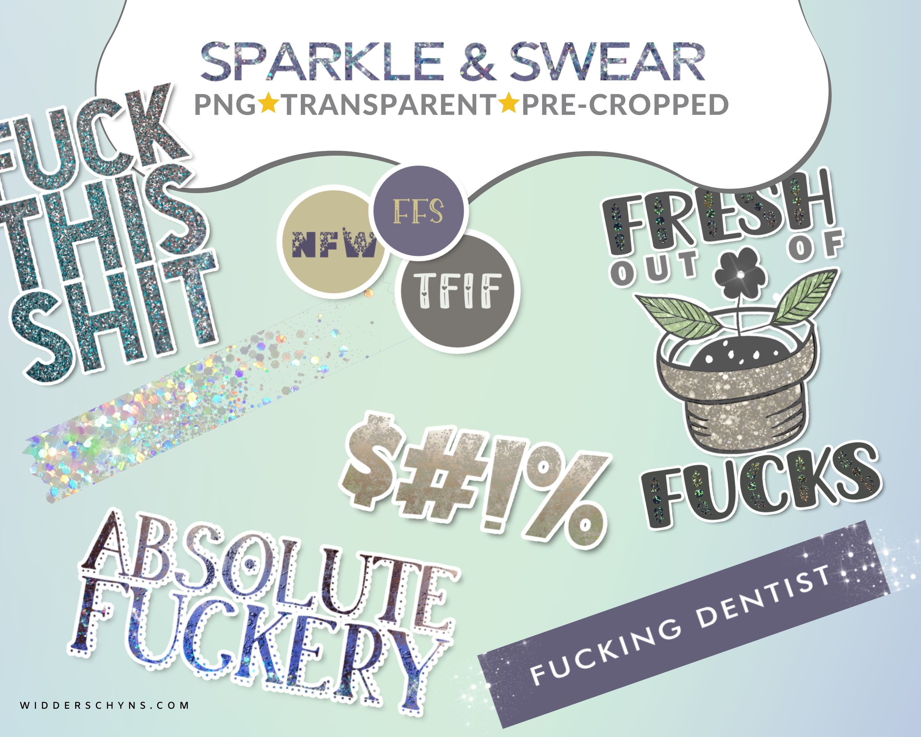 PNG Swear Stickers Pre-cropped Digital Glitter Swearing - Etsy