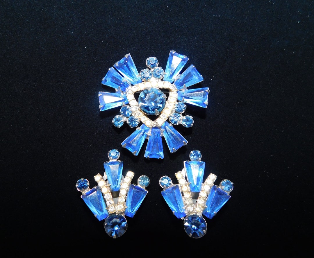 D&E Juliana Blue Keystone Brooch and Earrings Demi!! - Etsy