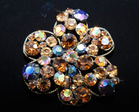 1960's Signed Regency Layered Topaz and Purple AB Pan… - Gem