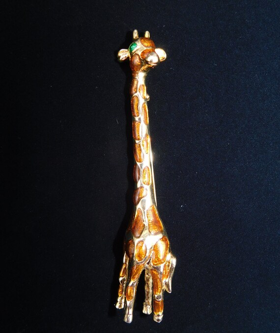 1990's HUGE Figural Enameled Giraffe Brooch/Pin! Rea… - Gem