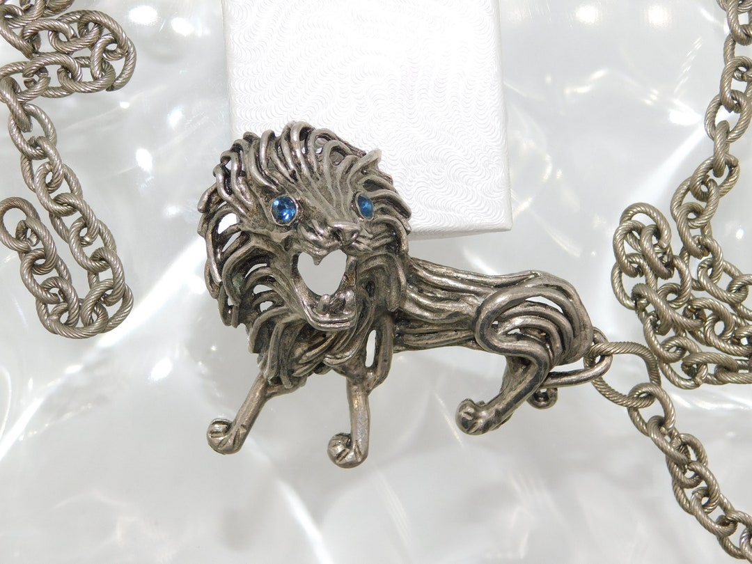 Amazing Hand Wrought 1980's Lion Chain Belt With Blue - Etsy