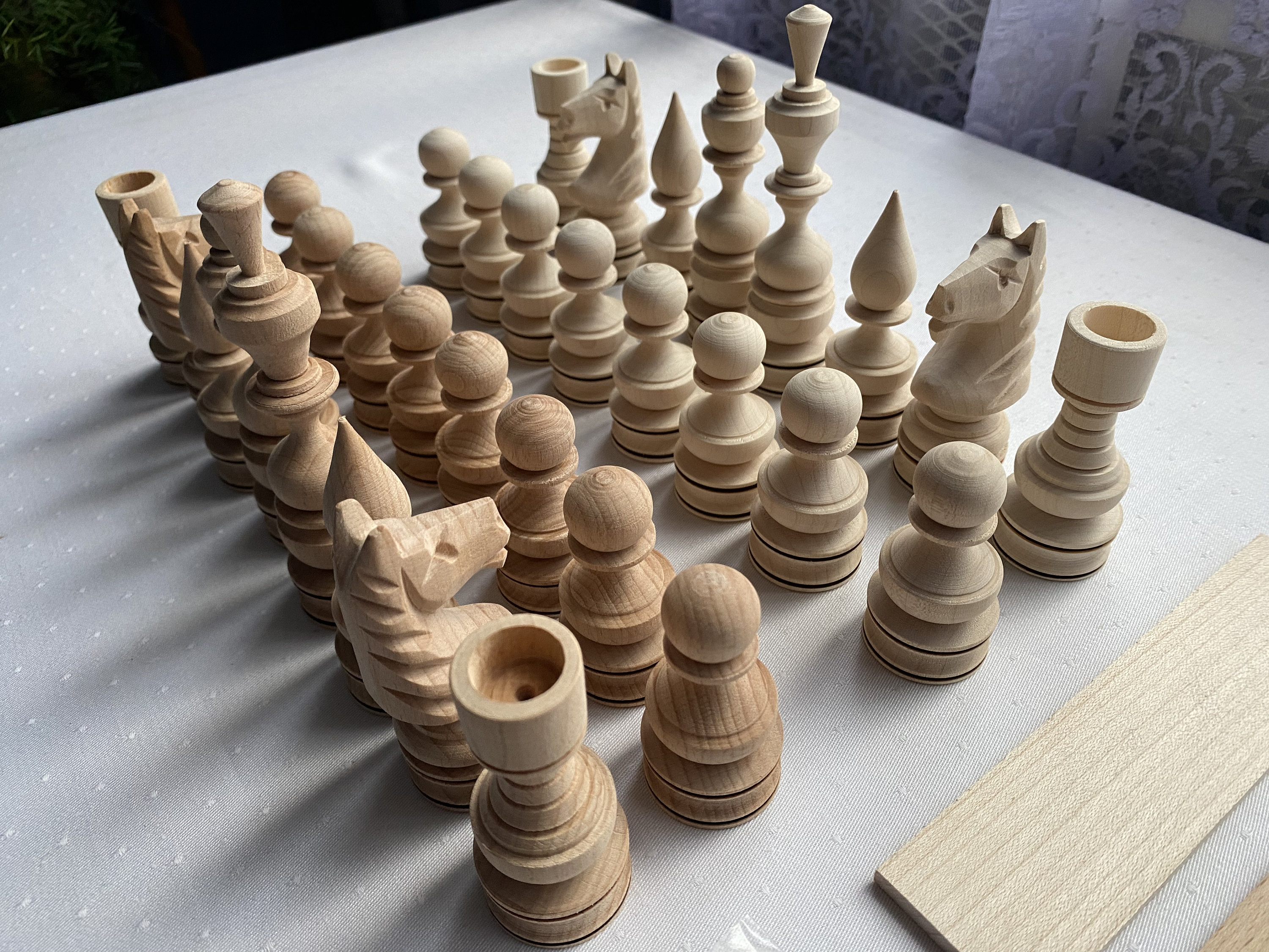 Unfinished Wooden Chess Pieces Set: Hand Carved, Unpainted (32+2) - Etsy