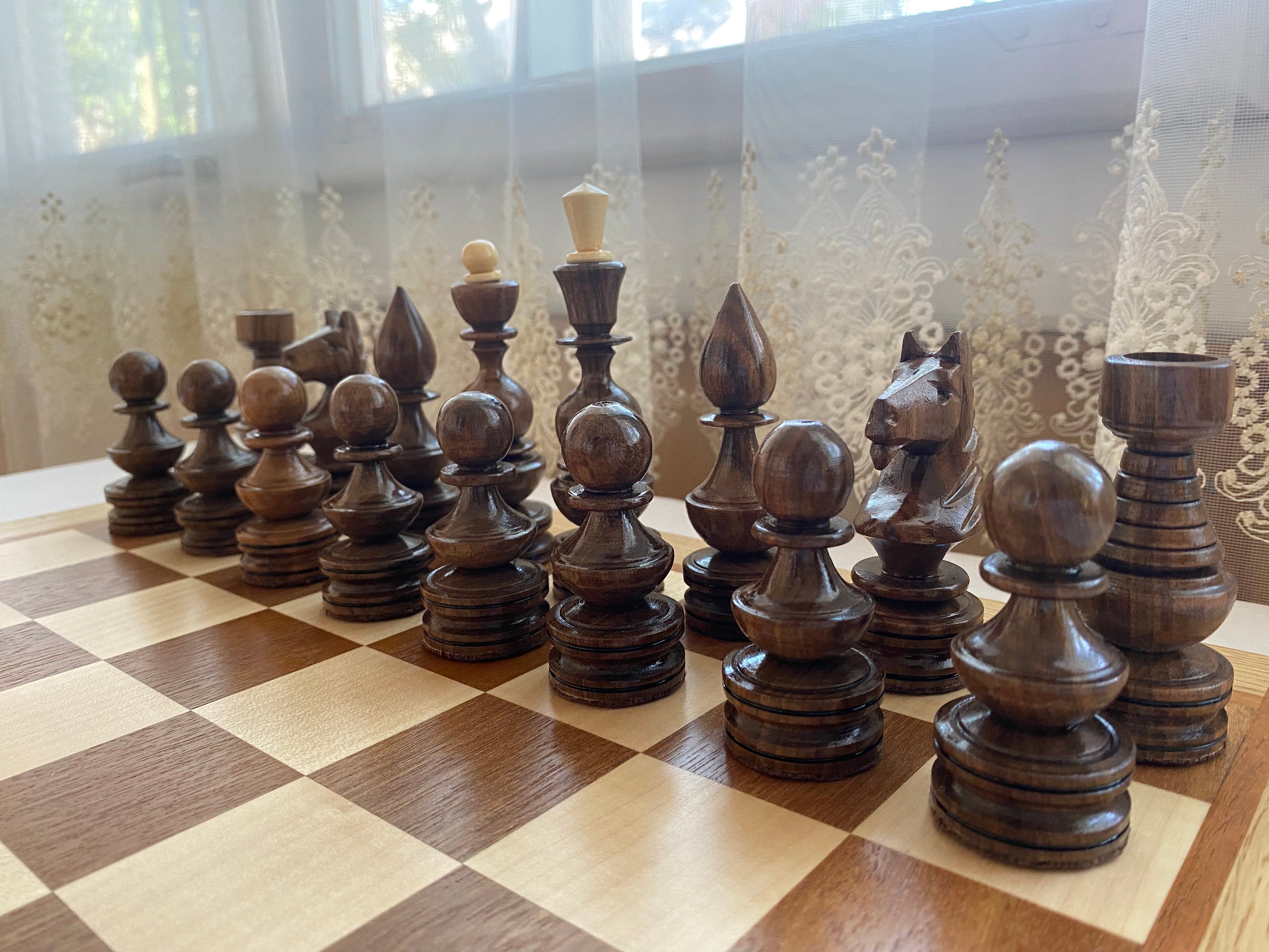 Wooden Chess Pieces, Chess Set Wood, Wooden Chess Set Handmade, Hand ...