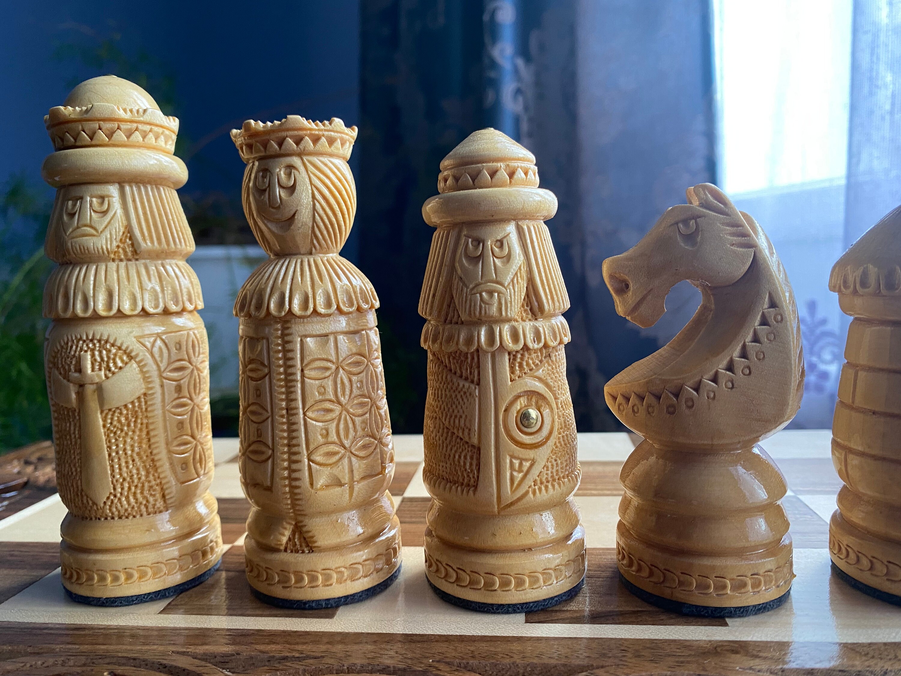 Wooden Chess Pieces, Chess Set Wood, Wooden Chess Set Handmade, Hand ...