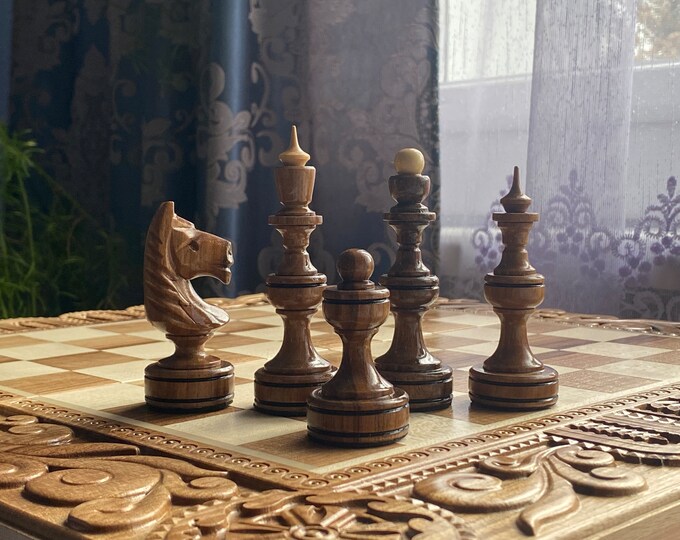 Antique Chess Pieces “roman Gods”, Walnut Chess Board, Luxury Chess ...