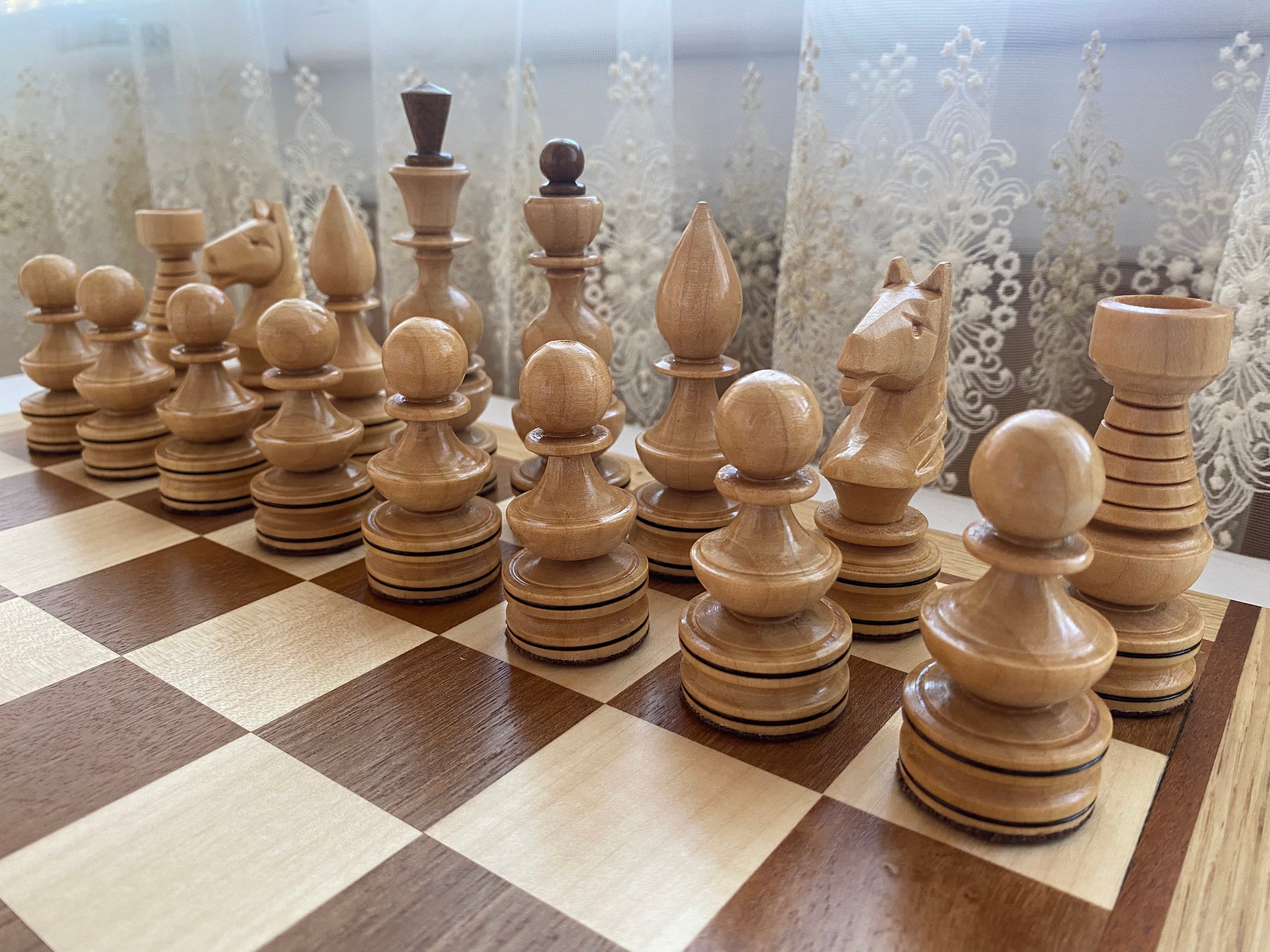 Wooden Chess Pieces, Chess Set Wood, Wooden Chess Set Handmade, Hand ...