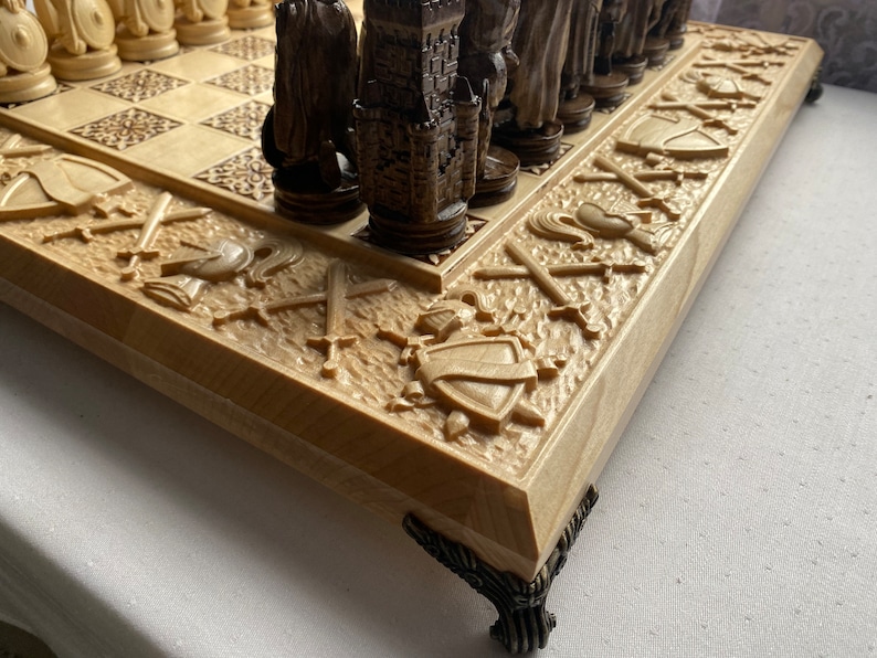 Medieval Wooden Chess Set: Unique Chess Board & Pieces - Etsy