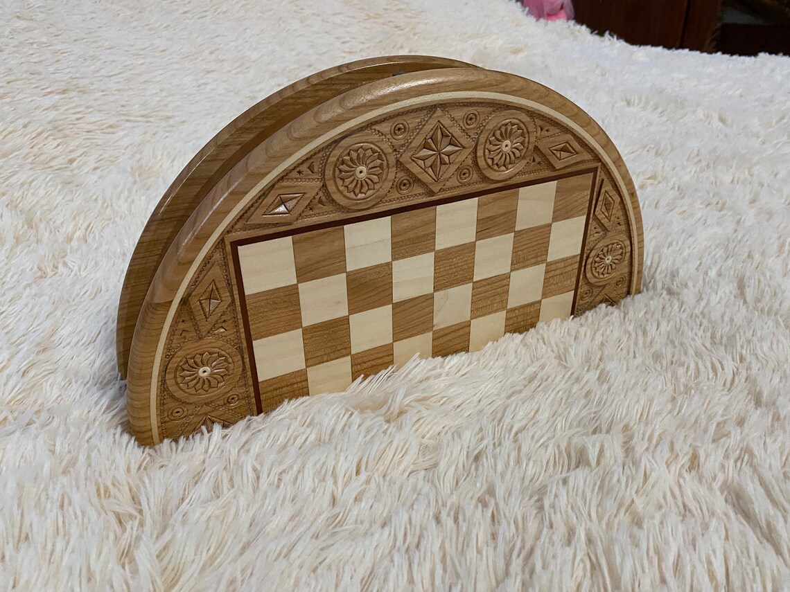 Hand Carved Wooden Round Chess Set, Round Chessboard, Travel Mini Chess ...