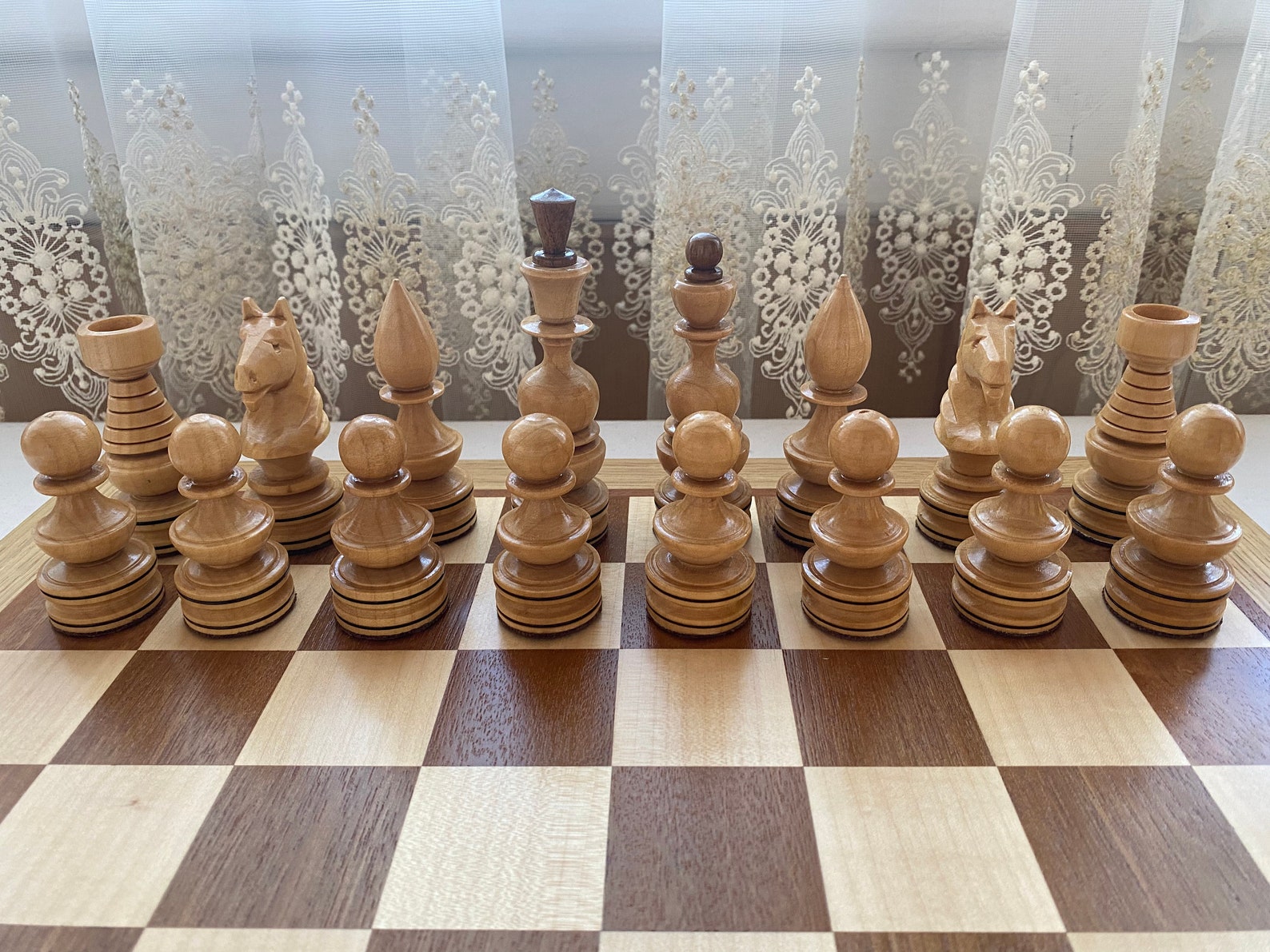 Wooden Chess Pieces, Chess Set Wood, Wooden Chess Set Handmade, Hand ...