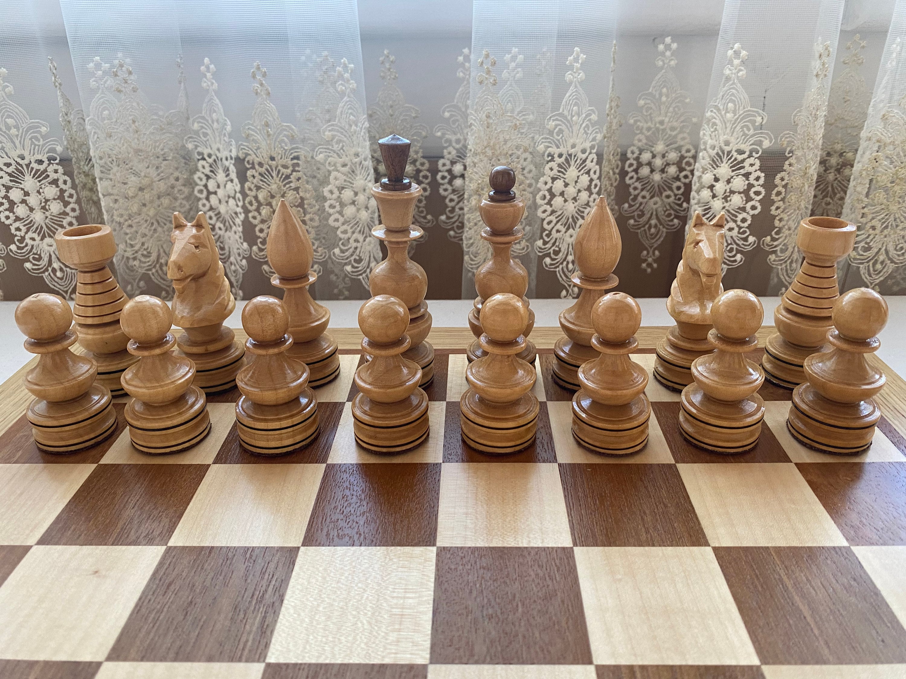 Wooden Chess Pieces, Chess Set Wood, Wooden Chess Set Handmade, Hand ...