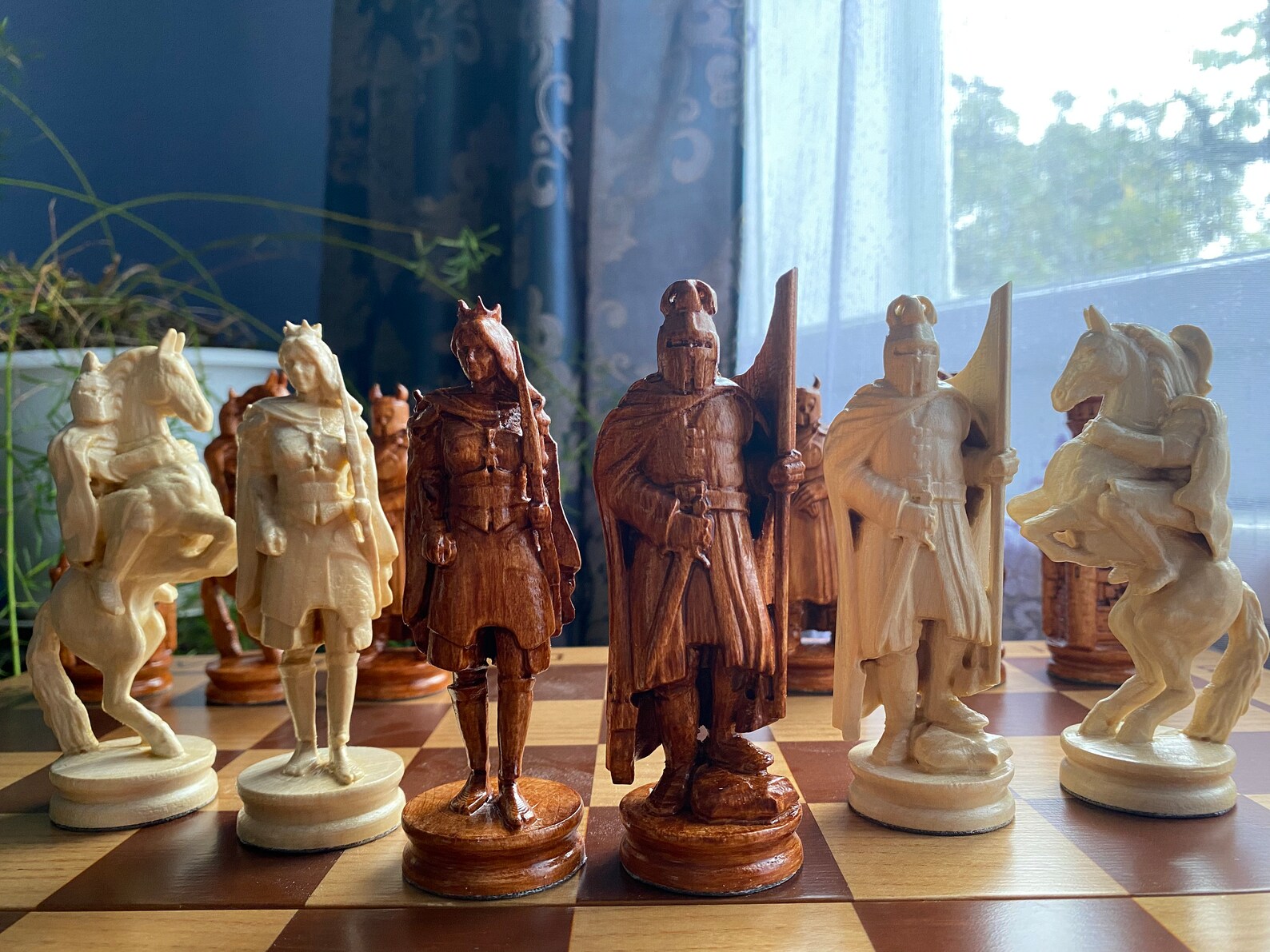 Medieval Chess Pieces, Wooden Chess Pieces Set, Unique Chess Set, Gift ...