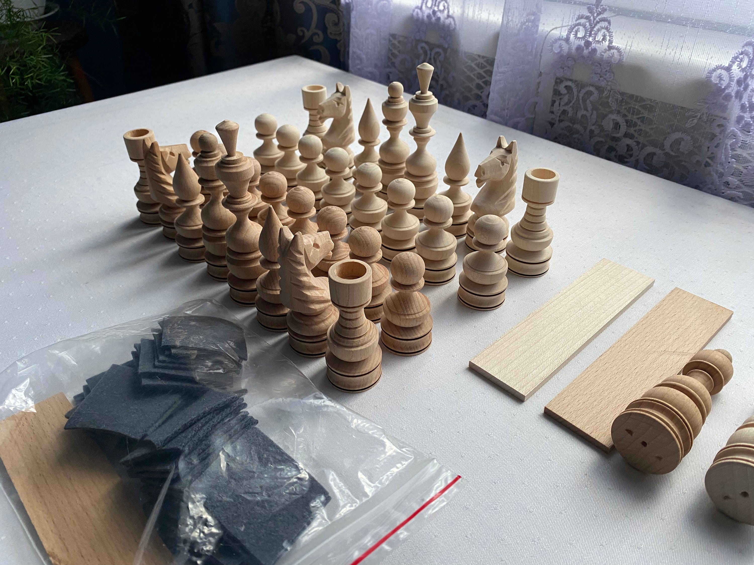 Unfinished Wooden Chess Pieces Set: Hand Carved, Unpainted (32+2) - Etsy