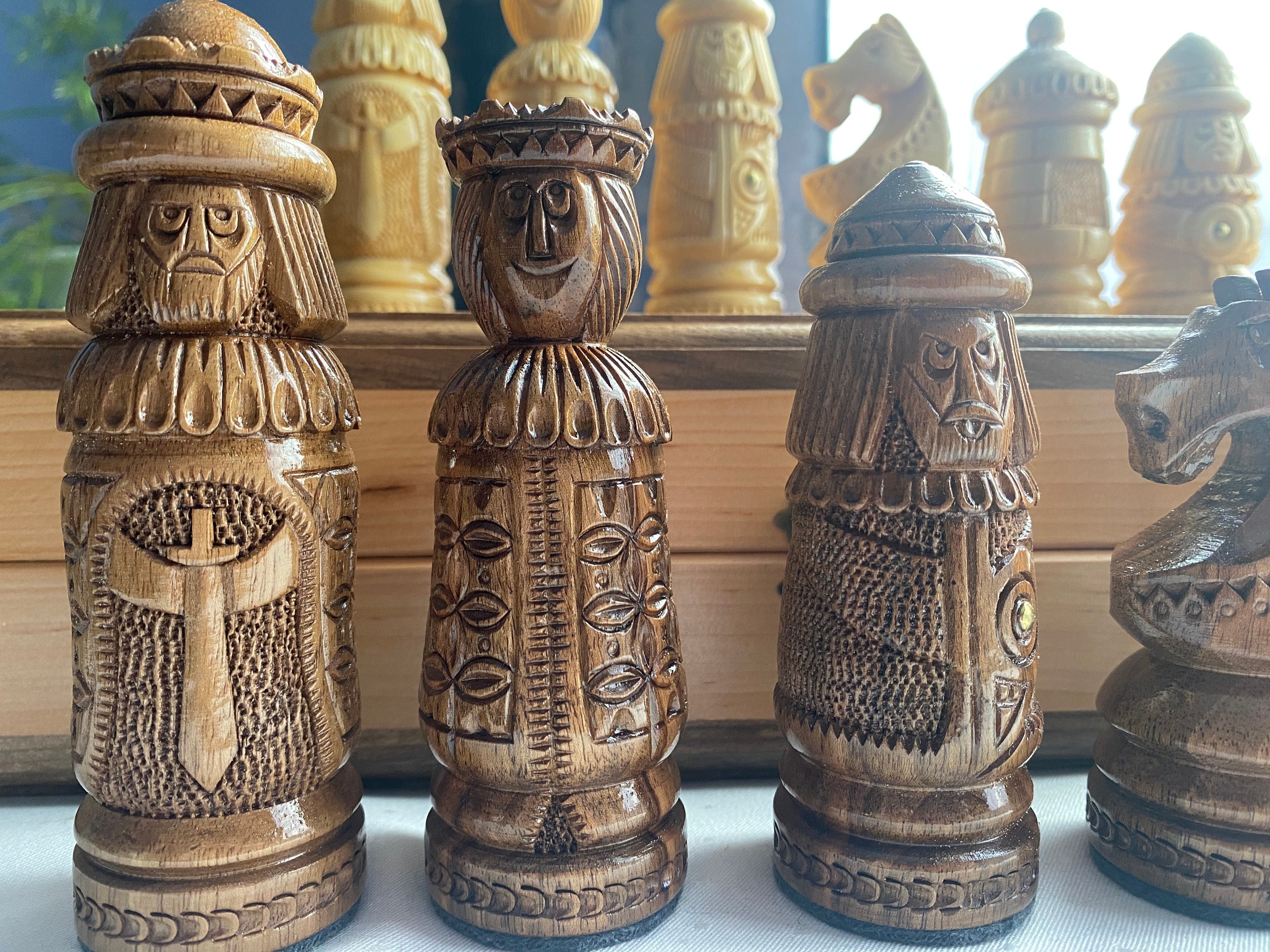 Wooden Chess Pieces, Chess Set Wood, Wooden Chess Set Handmade, Hand ...