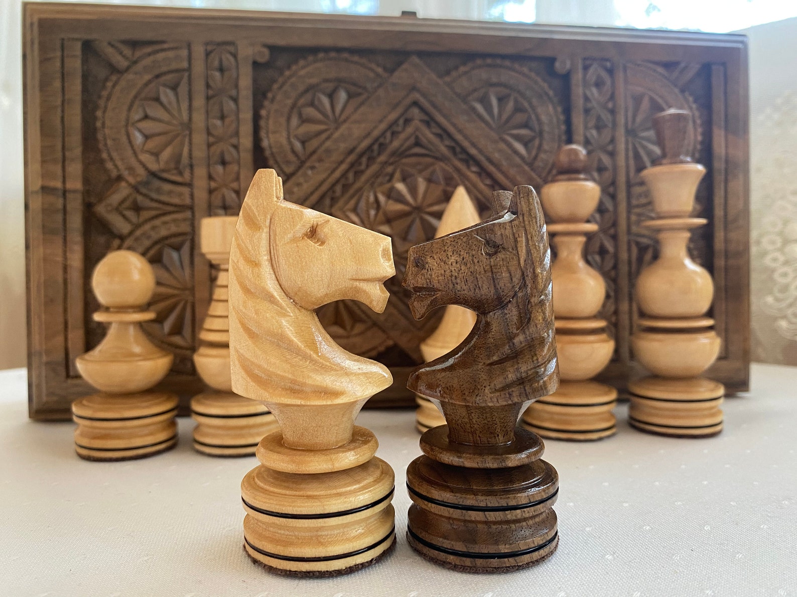 Wooden Chess Pieces, Chess Set Wood, Wooden Chess Set Handmade, Hand ...