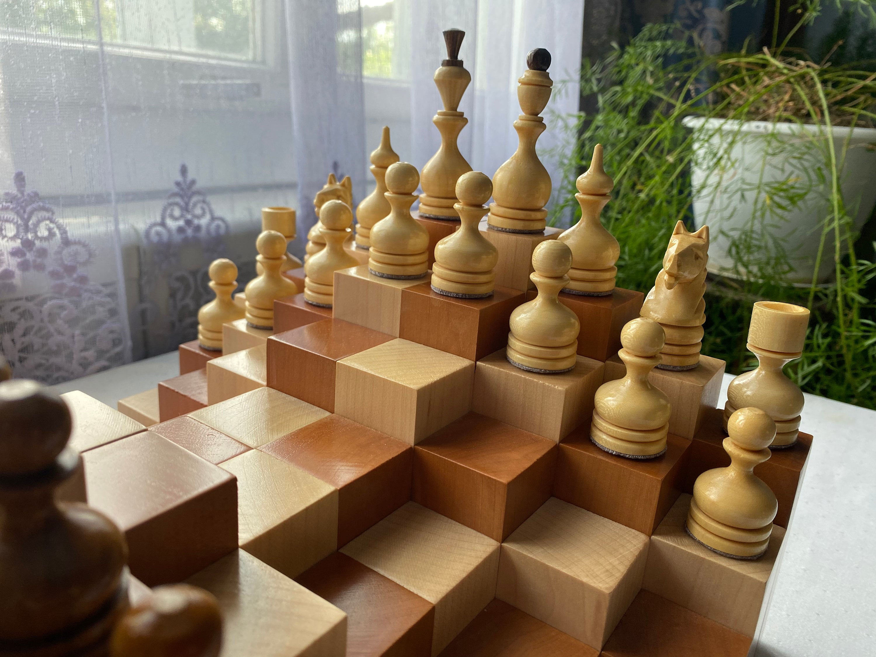 Unique 3D Chess Set Modern Chess Board Hand Crafted Chess - Etsy