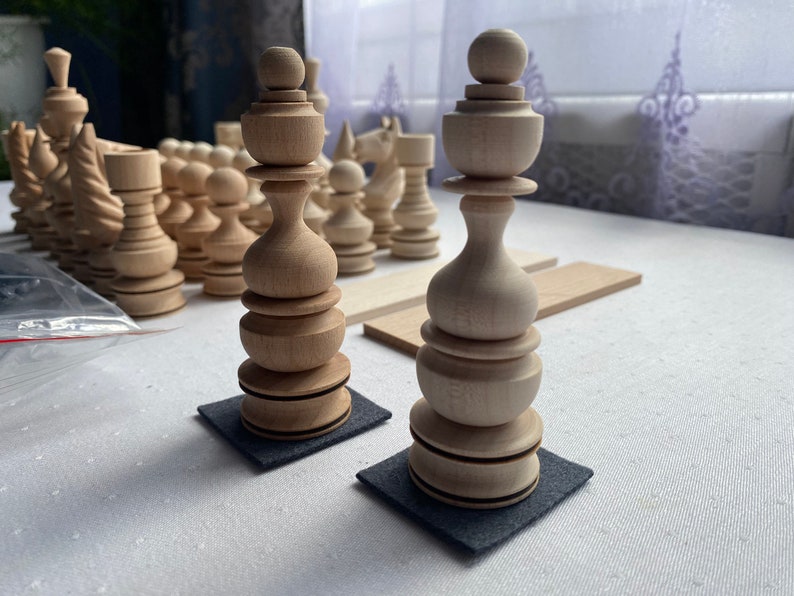 Unfinished Wooden Chess Pieces Set: Hand Carved, Unpainted (32+2) - Etsy