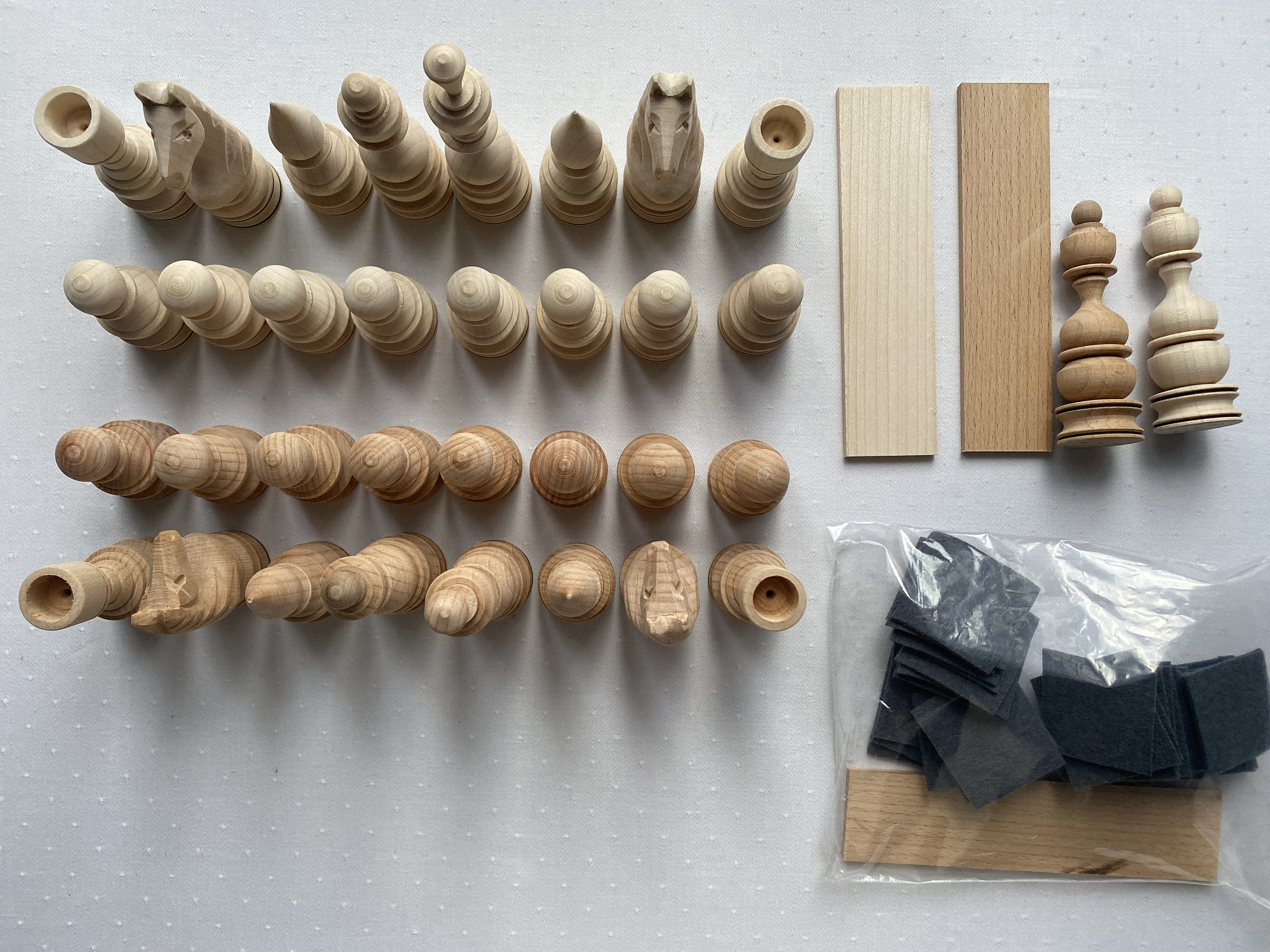 Unfinished Wooden Chess Pieces Set: Hand Carved, Unpainted (32+2) - Etsy