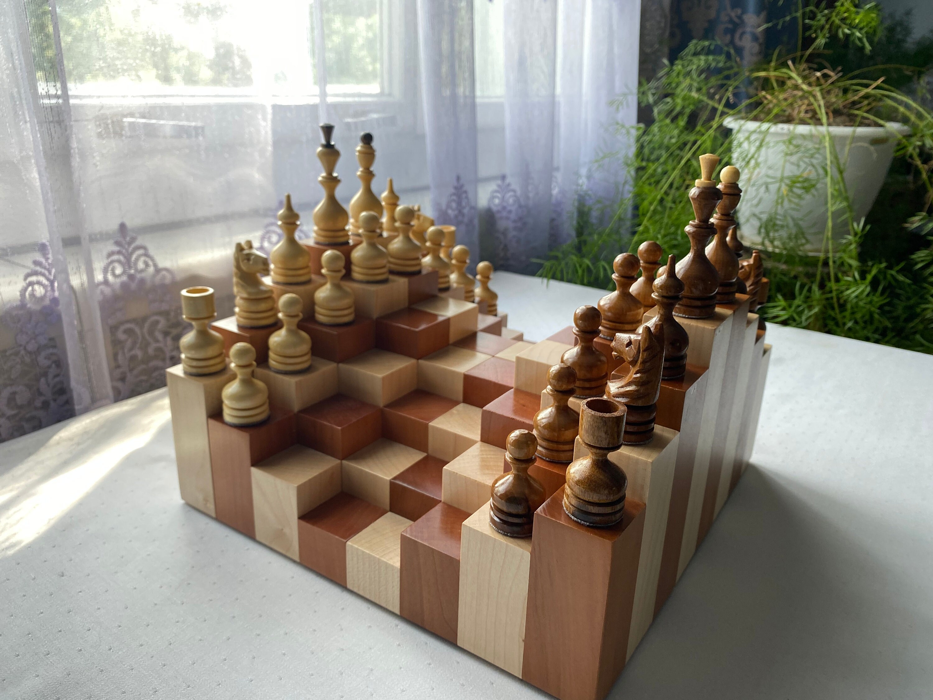 Unique 3D Chess Set Modern Chess Board Hand Crafted Chess - Etsy