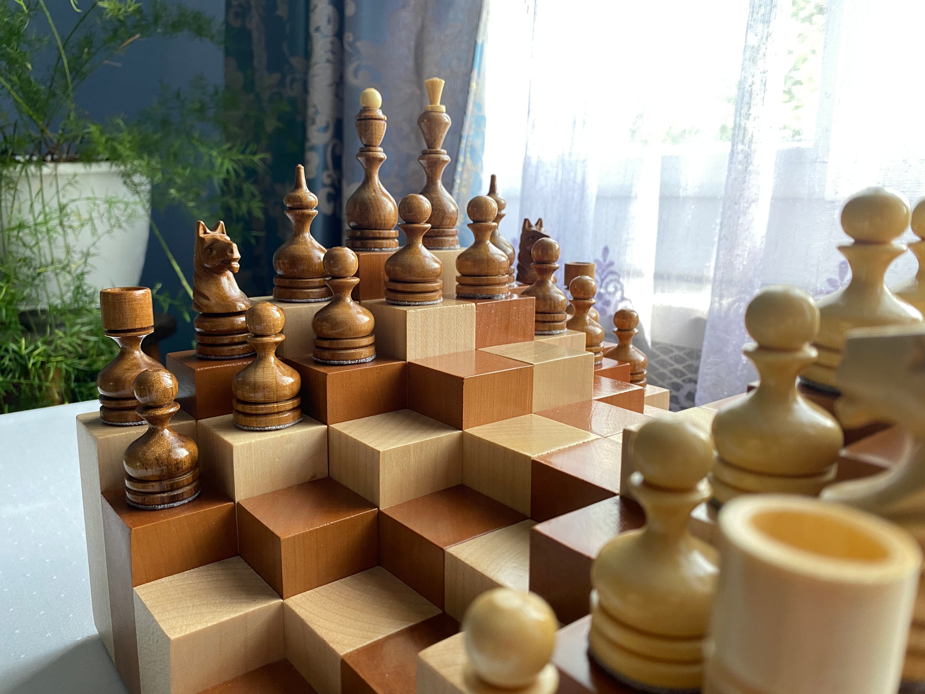 Unique 3D Chess Set Modern Chess Board Hand Crafted Chess - Etsy