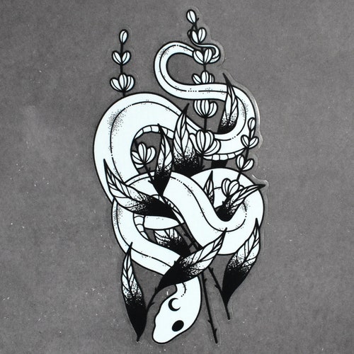SERPENS Witchy Snake Moon Clear Vinyl Sticker - Etsy