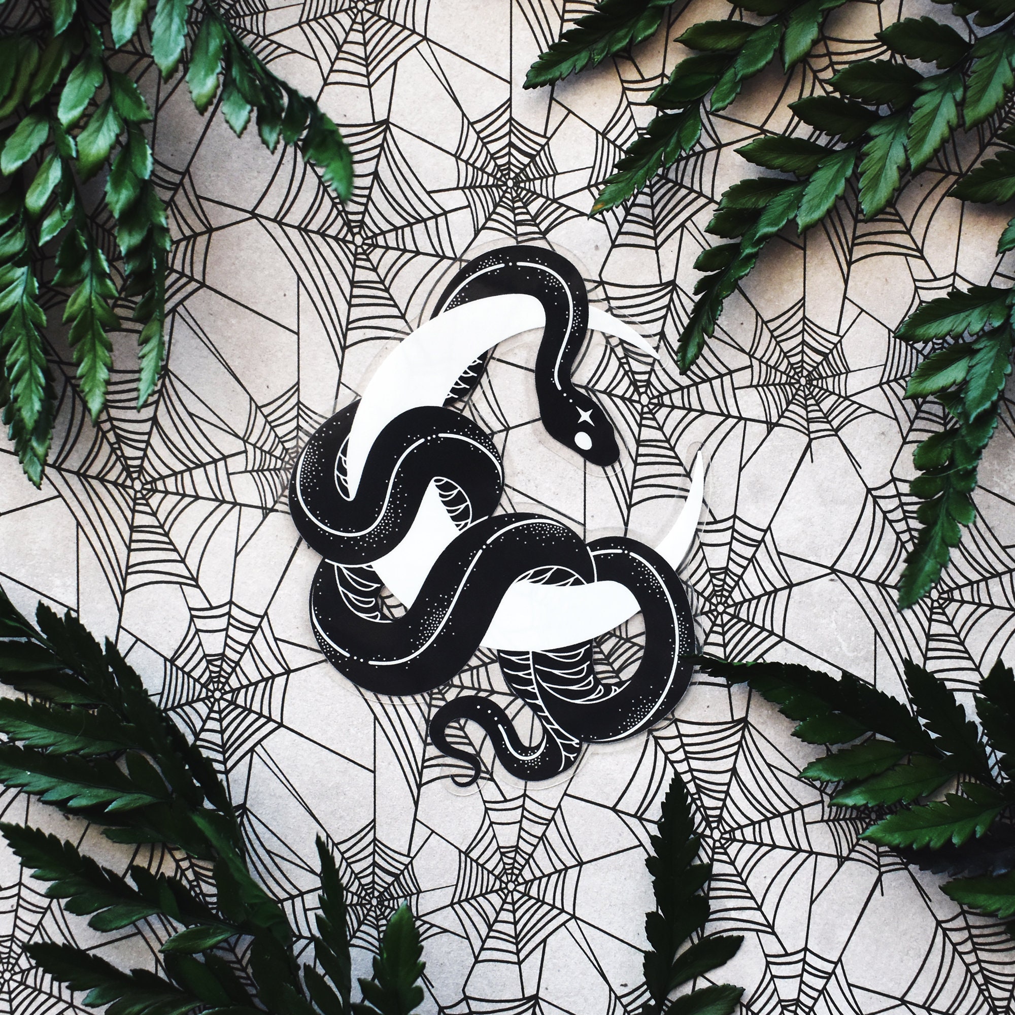 SERPENS witchy snake moon clear vinyl sticker | Etsy