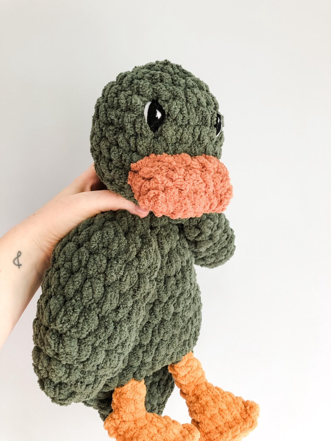 Handmade Duck Plushie | Olive Green Snuggler | Duck Lovey | Soft ...