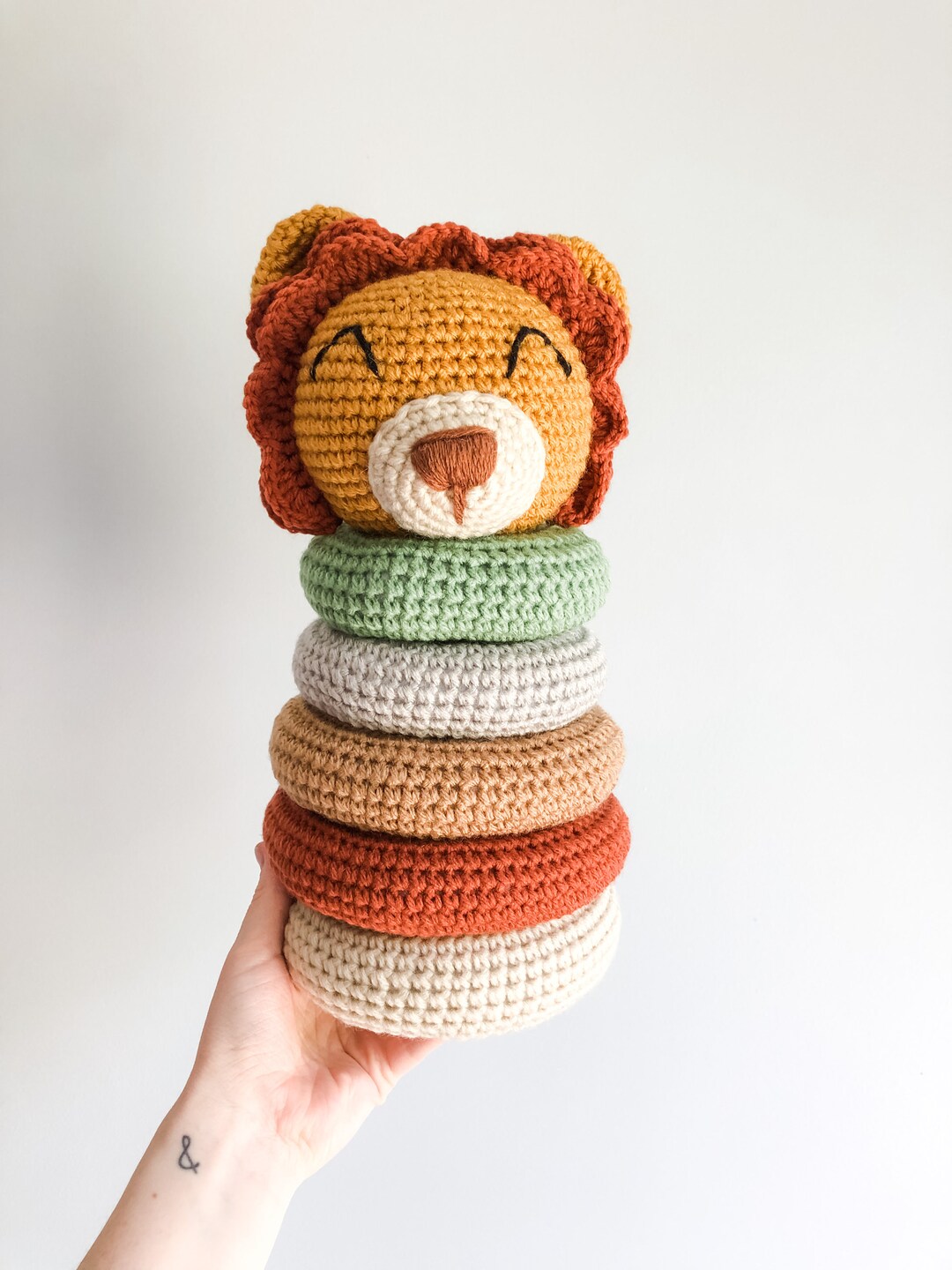 Crochet Lion Ring Stacker Toy, Handmade Baby Shower Gift - Etsy
