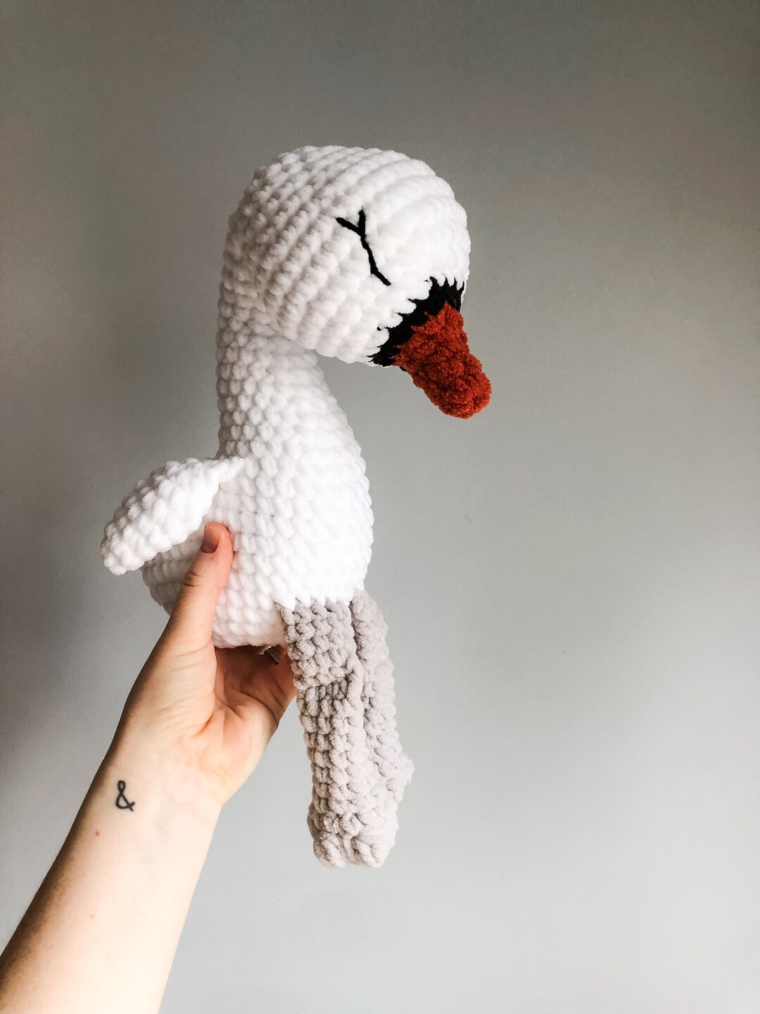 Handmade Sleepy Swan Plushie: Crochet Stuffed Animal Lovey - Etsy