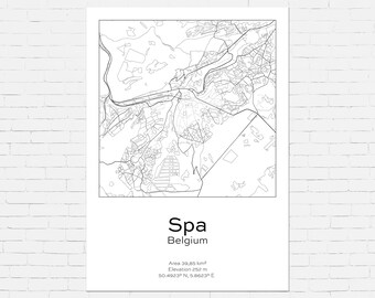 Spa Belgium Map Art - Etsy