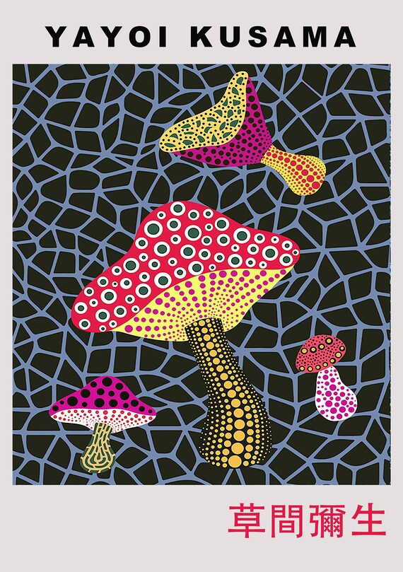 YAYOI KUSAMA Mushroom Print Gallery Poster Exhibition Poster - Etsy