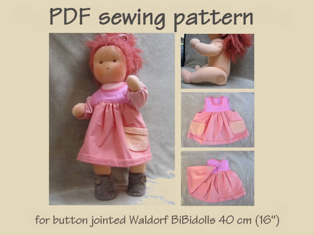 PDF Sewing Pattern: Dress for Button Jointed Waldorf Dolls, 40 Cm (16 ...
