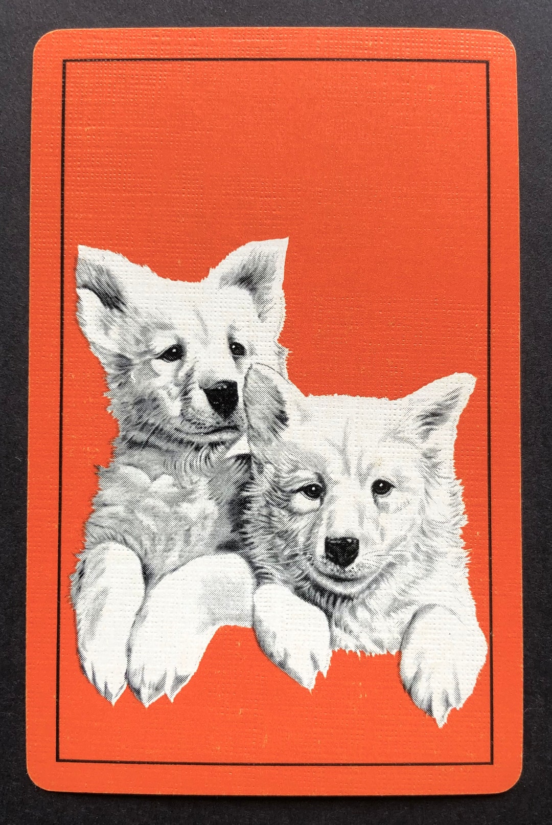 Vintage Swap / Playing Card Handsome Huskies Orange Linen Finish ...