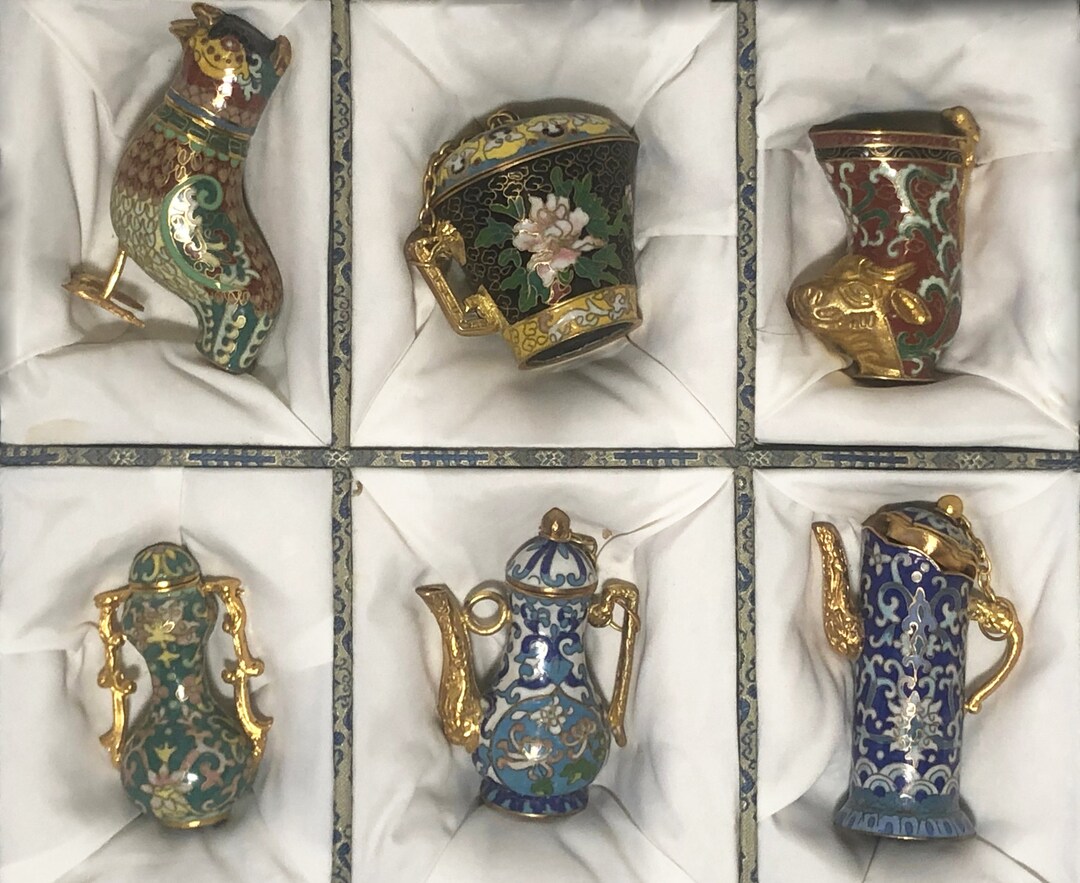 Set of 6 Miniatures in Cloisonné of Prized Chinese Handicrafts - Etsy