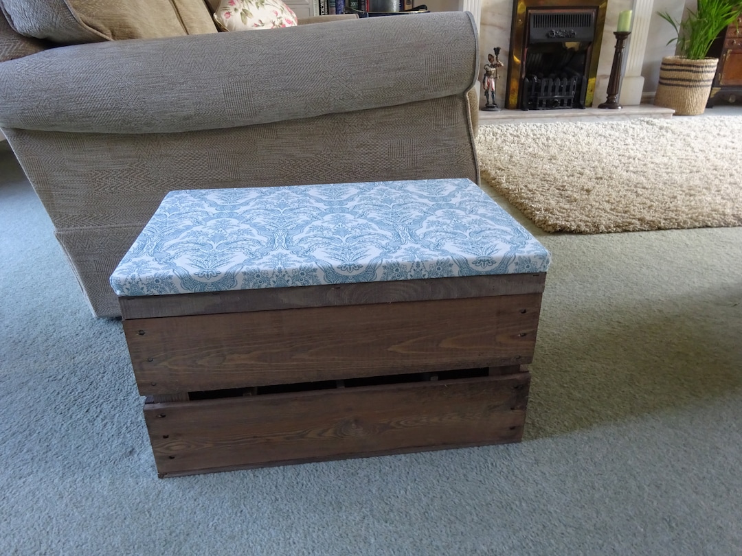 Wooden Apple Crate Storage Seat With One Inch Cushion | Storage Box ...
