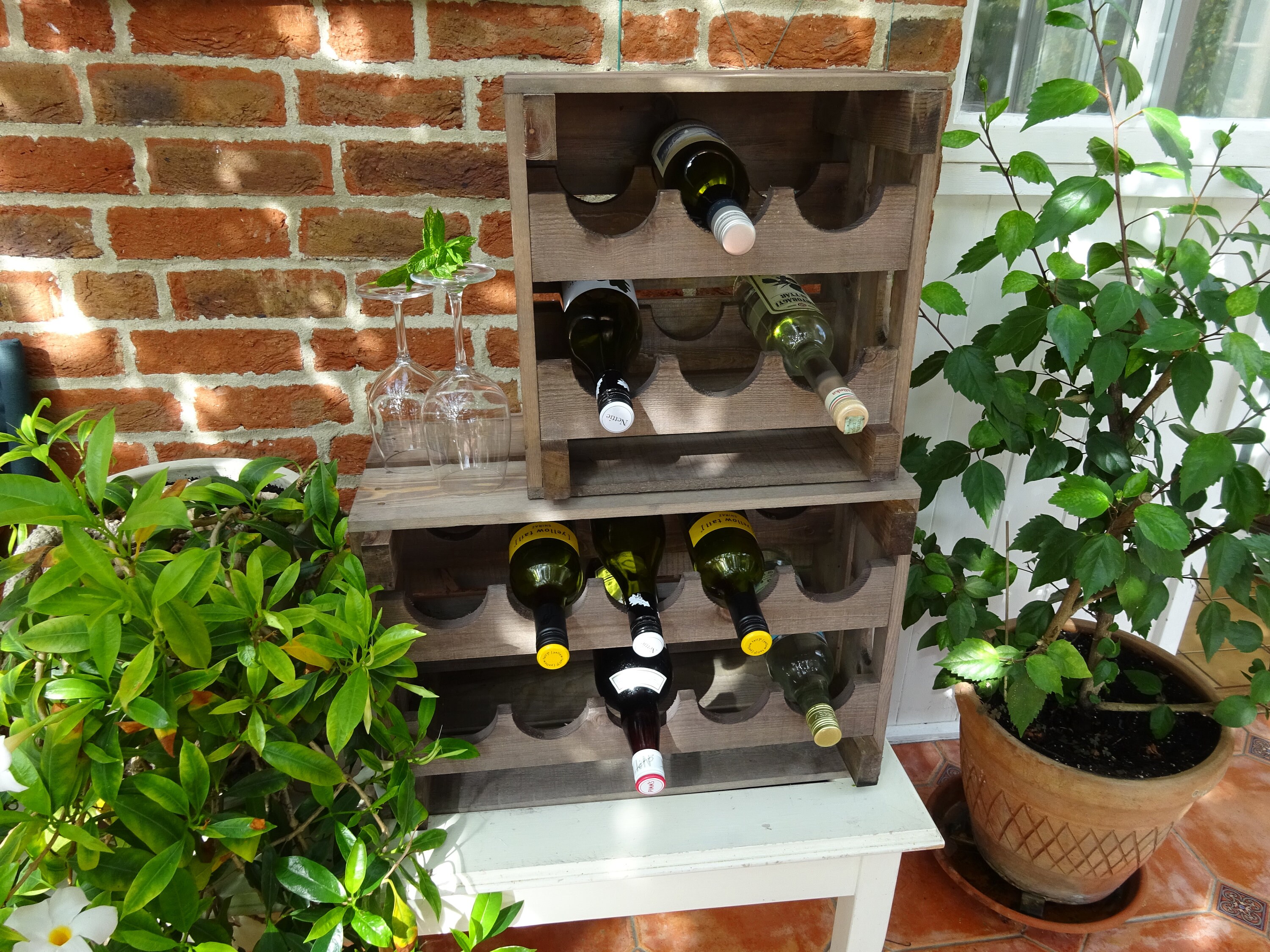 Vintage Style Small Wooden Wine Rack Free Standing Wine Rack Countertop ...