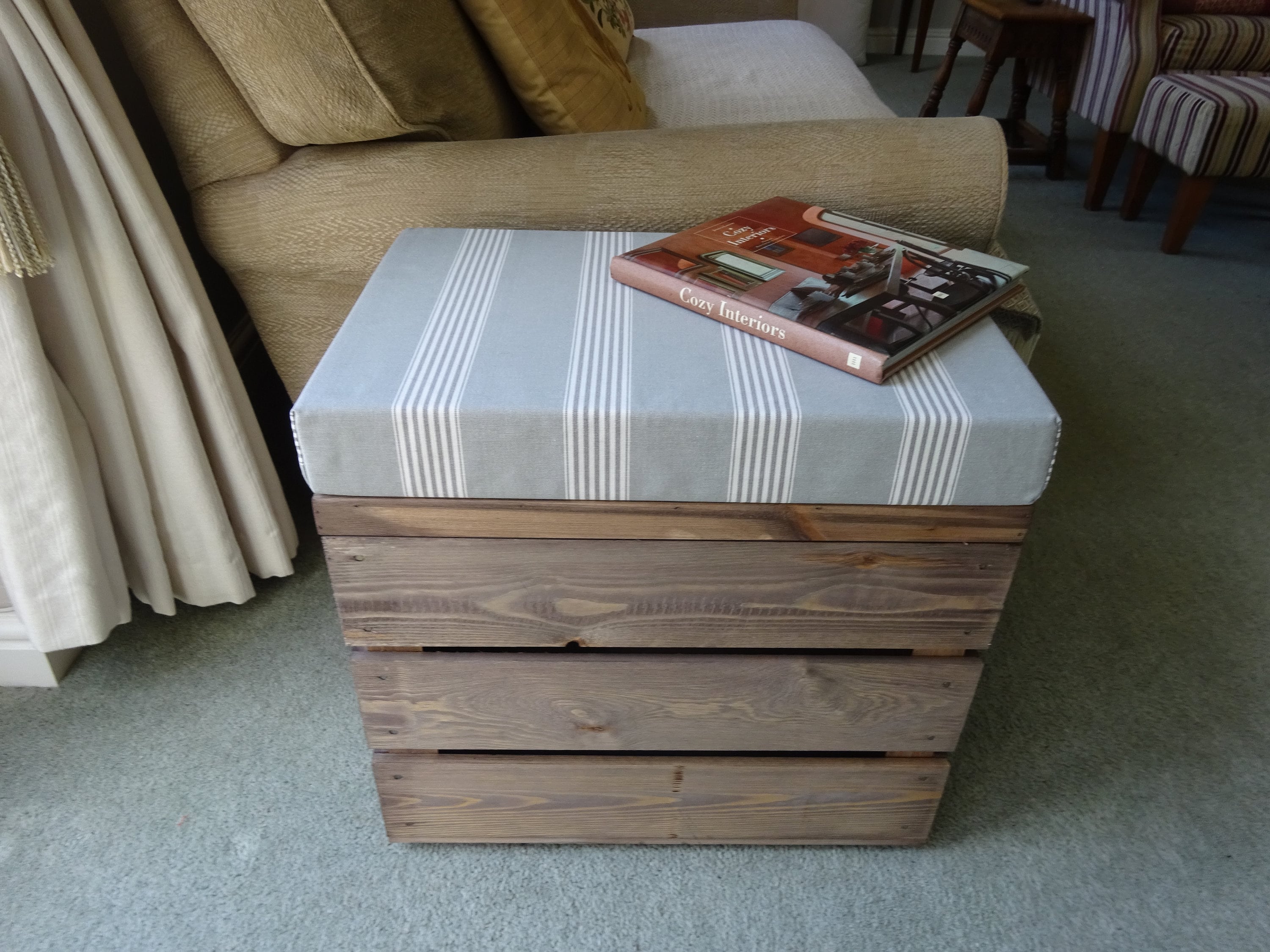 Wooden Storage Seat With Three Inch Cushion Wooden Storage - Etsy UK