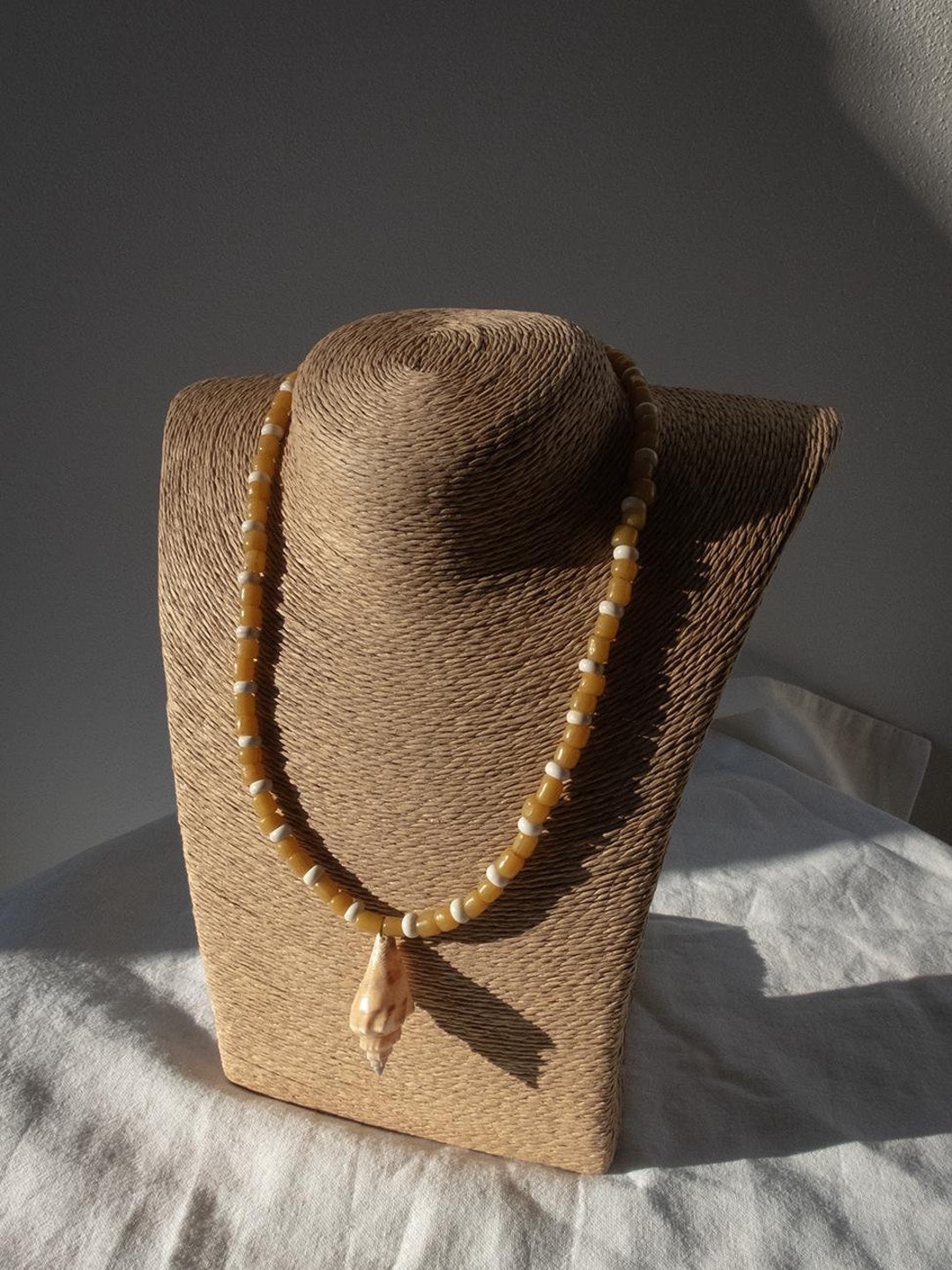 MOANA • Handmade One off Necklace With White Jade, Indonesian Glass ...