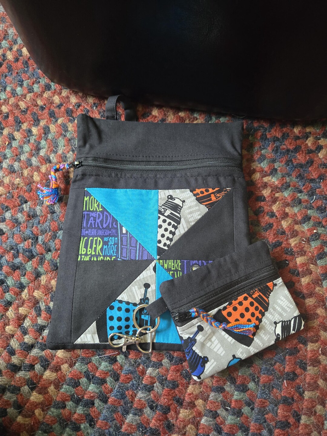 Doctor Who Inspired Quilt Block Style Shoulder Bag W/ Pocket & Coin ...