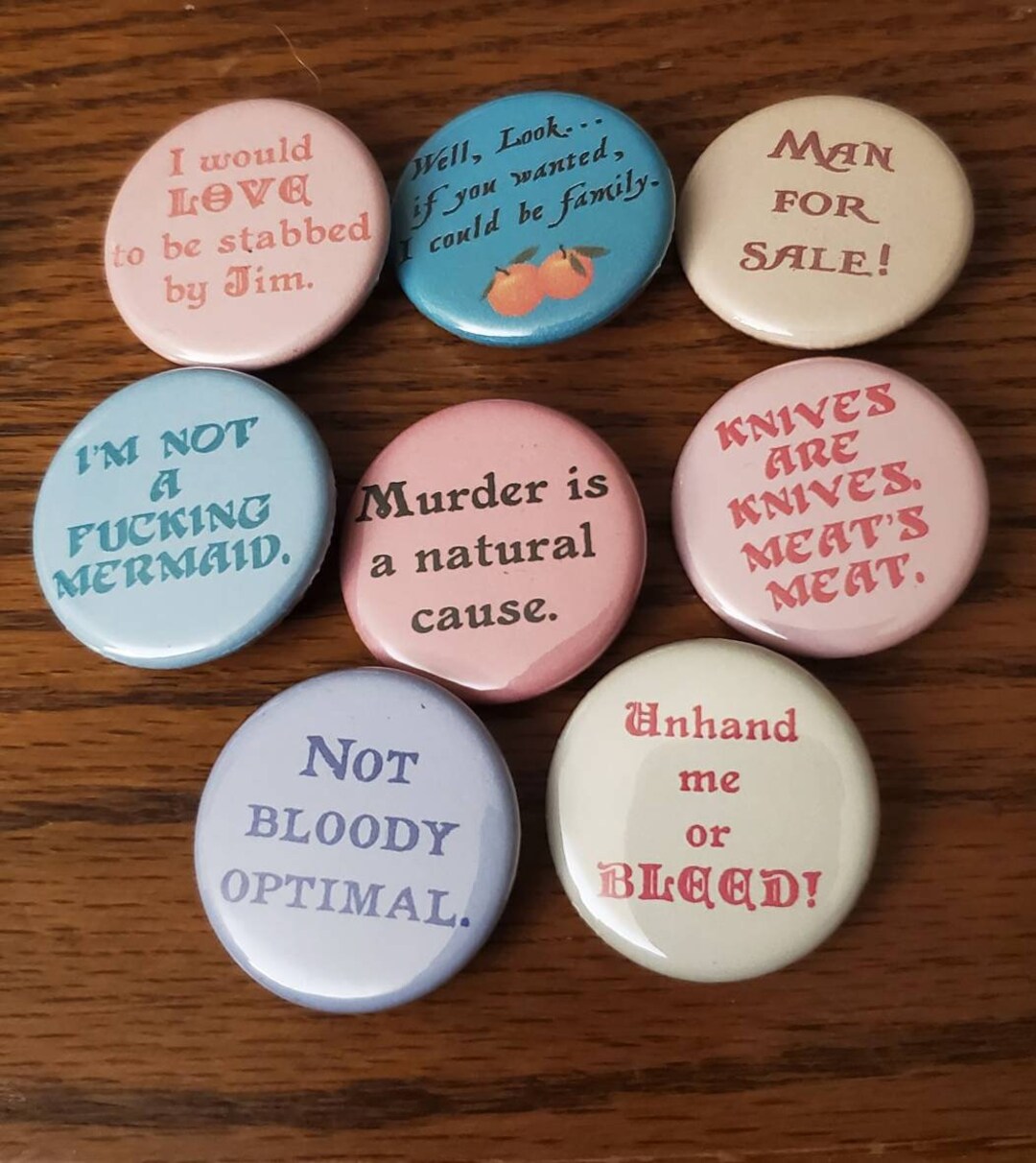 OFMD 1.25 Quote Badges SET 2 pinback Buttons Set of 8 - Etsy