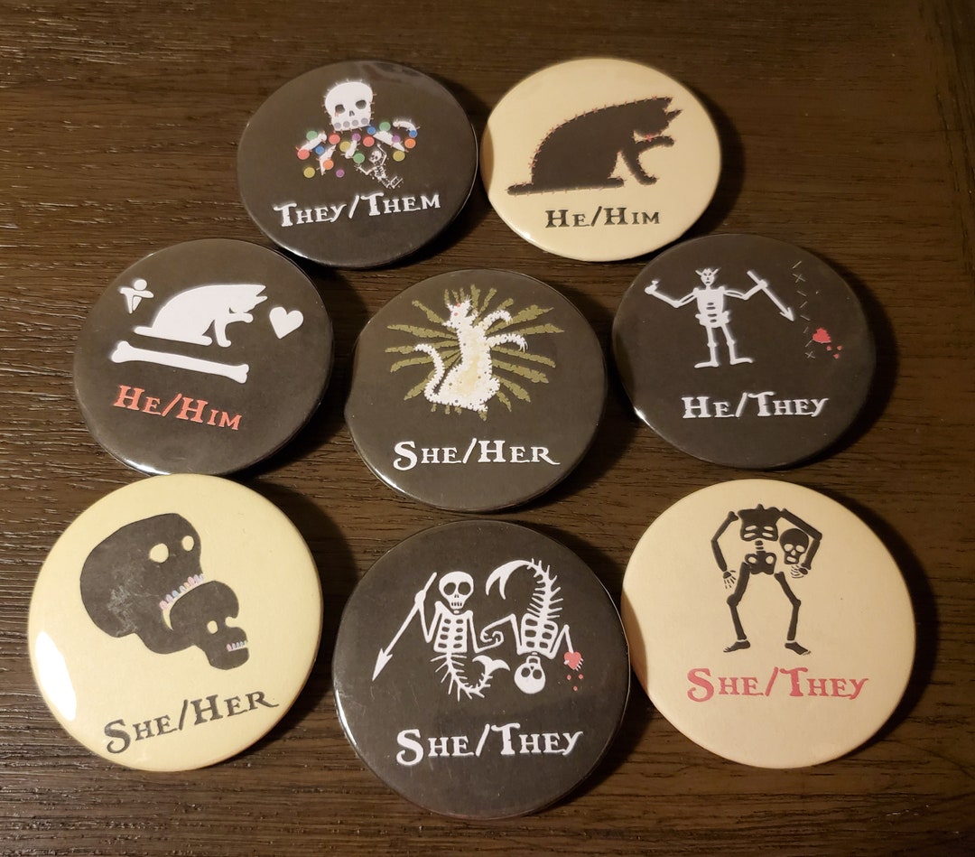 OFMD Flag Pronoun Badges (2.25" Pinback Button) Personalized! - Etsy