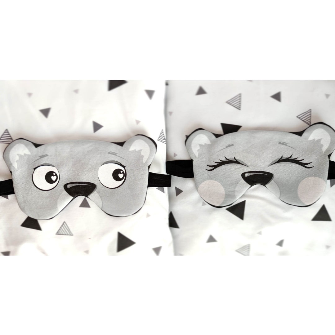 Two Sleeping Masks Teddy Bears for Her for Him Travel Eye Mask Gift ...