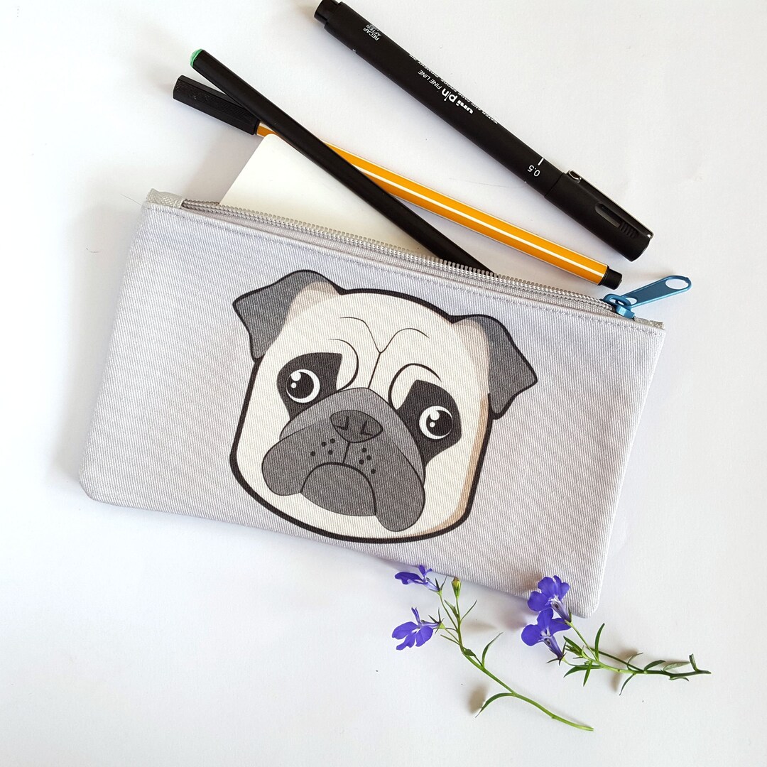 Pug Fabric Wallet Gray Zip Purse Mothers Day Gift - Etsy