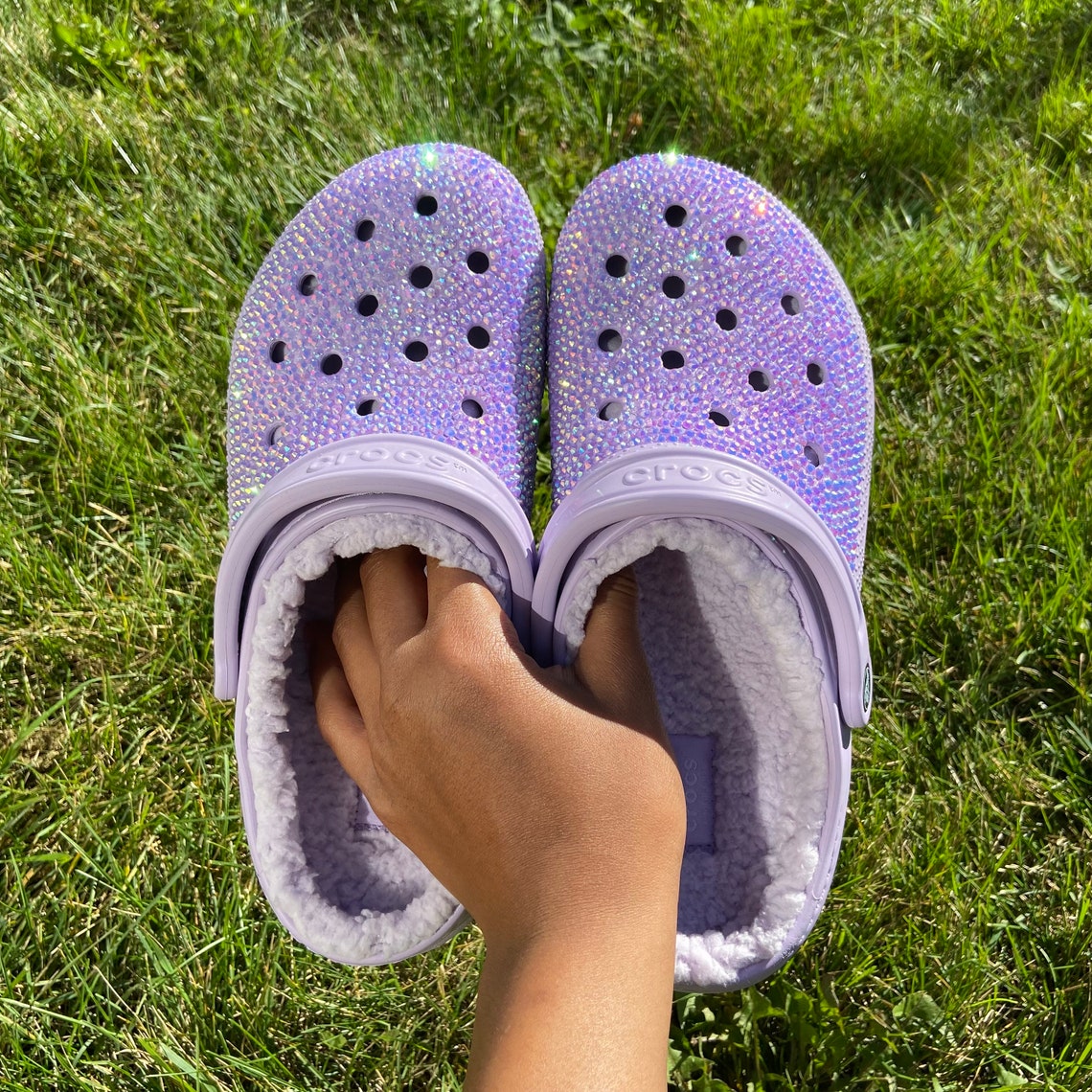 Lavender Fuzzy Bling Clogs Rhinestone Clogs Womens - Etsy